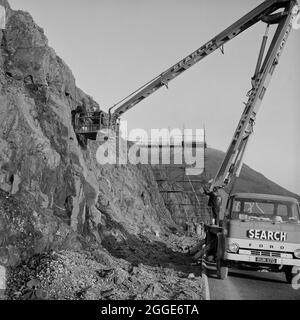A view of the construction of the M6 Motorway through the Lune Gorge at ...
