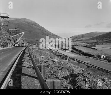 A view of the construction of the M6 Motorway through the Lune Gorge at ...