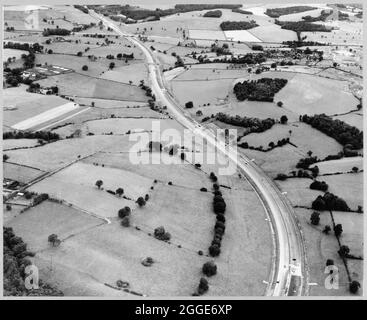 A view of the construction of the M6 Motorway through the Lune Gorge at ...