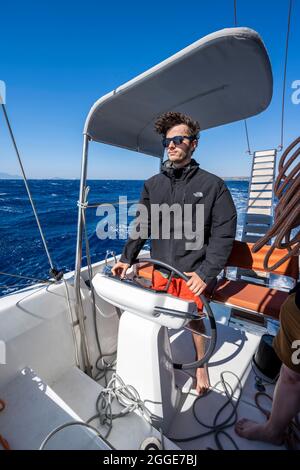 cockpit of catamaran Stock Photo - Alamy