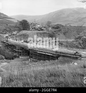 A view of the construction of the M6 Motorway through the Lune Gorge at ...