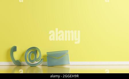 Business contact icons in magenta. phone, email and address 3D ...