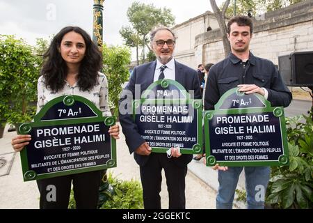 Maud Halimi, Jean-Yves Halimi and Edouard Halimi during inauguration of ...