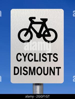 Cyclists dismount sign Stock Photo - Alamy