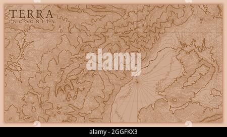 Ancient abstract earth relief old map. Generated conceptual vector ...