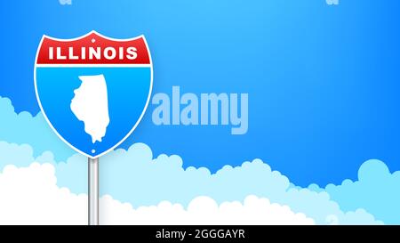 Vector illustration of the welcome state of Illinois road sign Stock ...