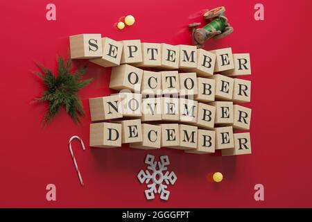 illustration of september, october, november, december Stock Photo - Alamy
