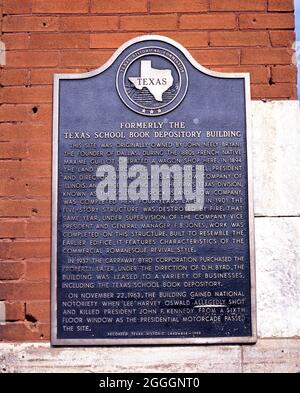 A plaque on the Dallas County Administration Building on November 20 ...