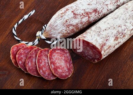 Catalan Longaniza sausage with cut slices Stock Photo - Alamy