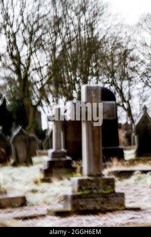Graves stones on Honley Cemetery Stock Photo - Alamy