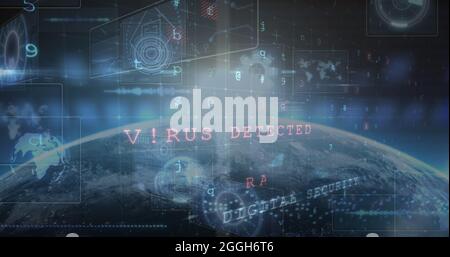 Image of cyber attack warning, scopes scanning and data processing over globe Stock Photo - Alamy
