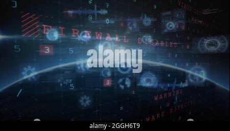 Image of cyber attack warning, scopes scanning and data processing over globe Stock Photo - Alamy
