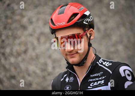 Belgian Tim Wellens of Lotto Soudal (L) wins before Swiss Marc Hirschi ...