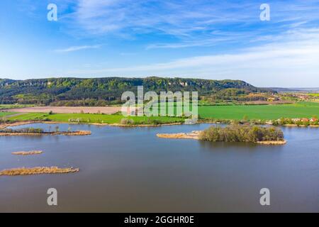 Rural landscape with Zabakor lake and Prihrazy sandstone rocks ...