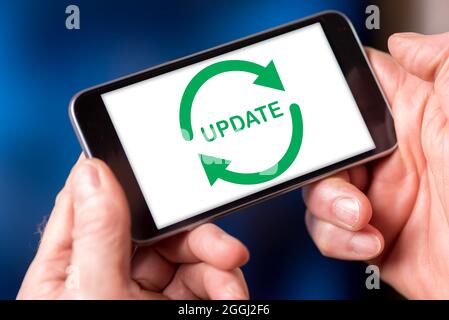 Smartphone screen displaying an update concept Stock Photo - Alamy