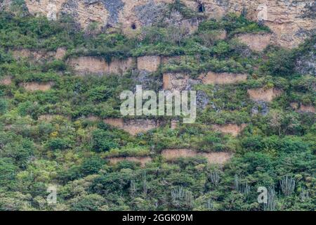 Ruins of Macro, group of pre-Inca dwellings and burial chambers built ...
