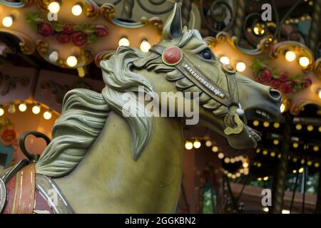 Vintage carousel horse in Brussels, Belgium Stock Photo - Alamy