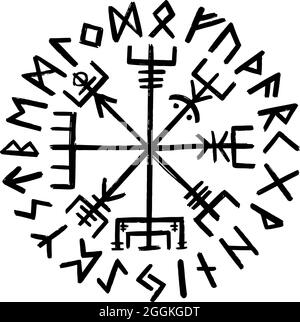Viking Pagan Asatru Runic Compass, Vegvisir Rune Circle Viking Norse ...
