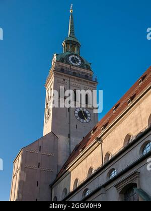 Germany, Bavaria, Munich, Low angle view of Bavarian flag hanging ...