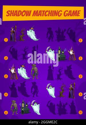 shadow game with cartoon werewolf character on Halloween Stock Vector ...