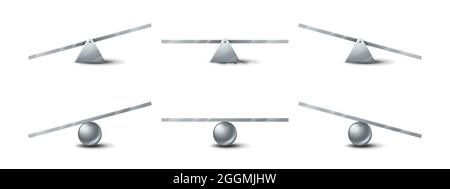 Seesaw balance. Metal teeter, balanced or unbalanced scales, kids empty ...