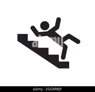 Caution steep stairs sign. Black on yellow background. Safety signs and ...