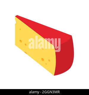 Edam cheese wedge isolated on white background. Isometric view. Vector ...