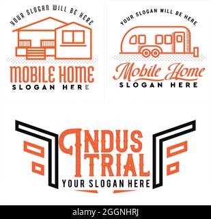 Minimalist tiny house trailer logo vector on white background Stock ...