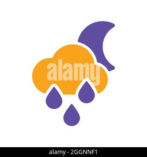Raincloud with raindrops vector glyph icon. Meteorology sign. Graph ...
