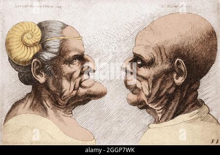 Two deformed heads facing each other, circa 1645‚Äì50 Stock Photo - Alamy