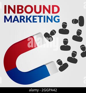 Inbound and outbound marketing banner flat cartoon vector illustration ...