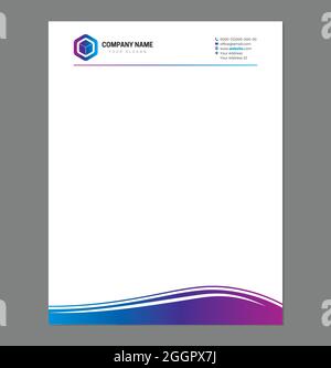 Blue Letterhead Template for Print with Square Logo Stock Vector Image ...