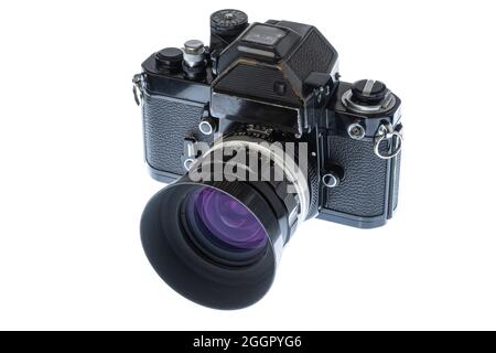 Horizontal shot of a heavily worn professional camera body from the ...
