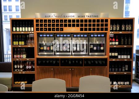 Self-serve wine by the glass wine tasting station inside Heinen's ...