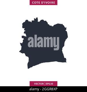 Côte d'Ivoire map vector illustration. Global economy. Famous country ...