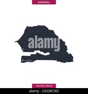 Senegal logo. Sign with the map of the country and colored stripes ...