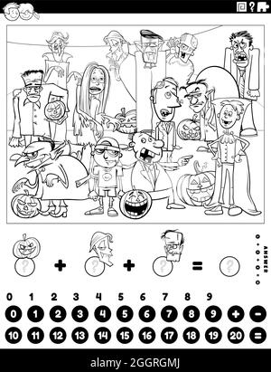 Halloween pumpkin color by number game for kids. Coloring page Stock ...