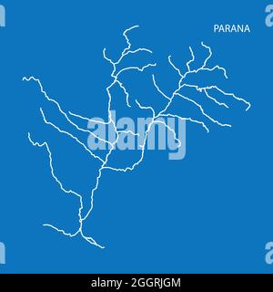 Map of Parana river drainage basin. Simple thin outline vector ...