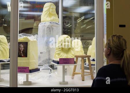 Butter sculptures of the county dairy princesses, on display at the ...
