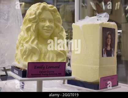 Butter sculptures of the county dairy princesses, on display at the ...
