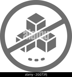 Forbidden sign with a sugar, no sweets flat color line icon Stock ...