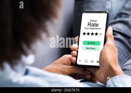 Positive Online Customer Service Review And Rating Online Stock Photo ...