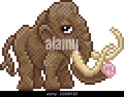 Vector illustration of Cartoon Mammoth - Pixel design Stock Vector ...