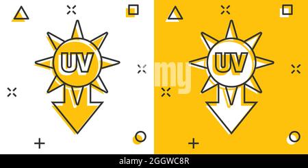 UV radiation icon in comic style. Ultraviolet cartoon vector ...