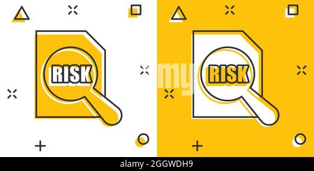 Risk level icon in comic style. Result cartoon vector illustration on ...