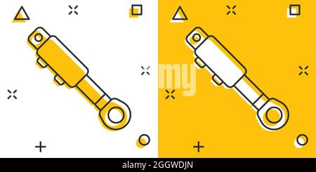 Hydraulic icon in comic style. Cylinder cartoon vector illustration on ...