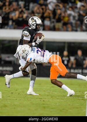 UCF wide receiver Brandon Johnson runs a route against Navy during the ...