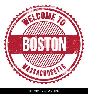 WELCOME TO BOSTON - MASSACHUSETTS, words written on red rectangle flag ...