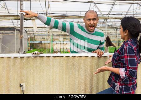 Conflict between neighbors over backyard Stock Photo - Alamy