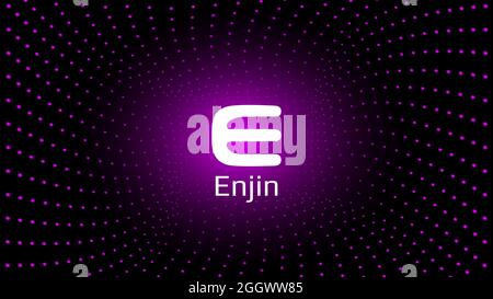 Enjin ENJ cryptocurrency token symbol in circle with PCB tracks on gold ...